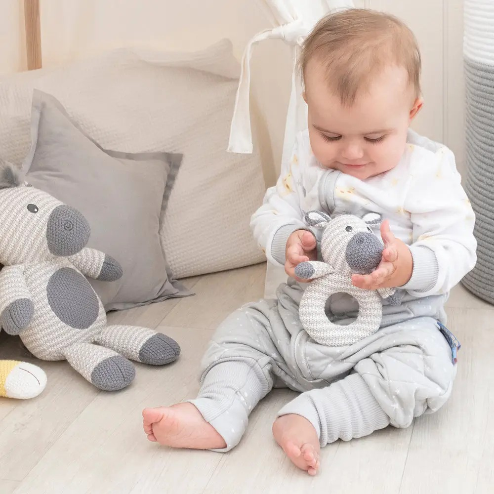 knit baby rattle - zac zebra – river + road